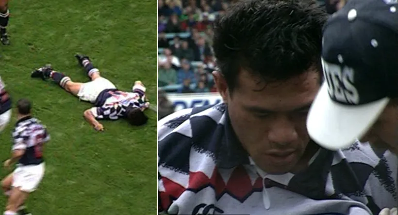 Brian Lima knocks himself out with a brutal hit in 1997 | Rugbydump