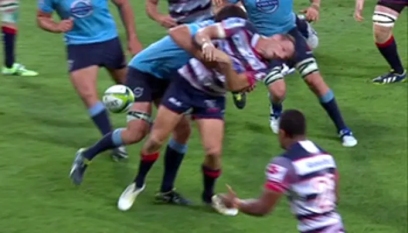 Waratahs lock Dave Dennis makes two brutal hits against the Rebels ...