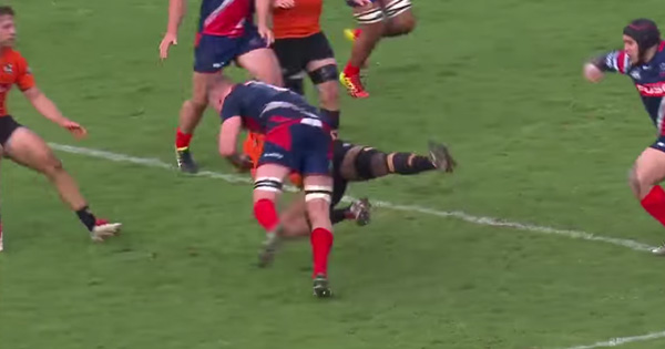 Sam Jeffries makes a monster blindside hit on Folau Fainga | Rugbydump