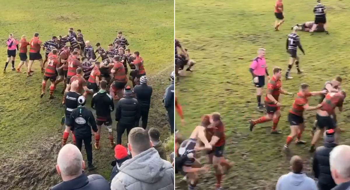 This mass brawl in Welsh club rugby is a throwback to years gone by ...