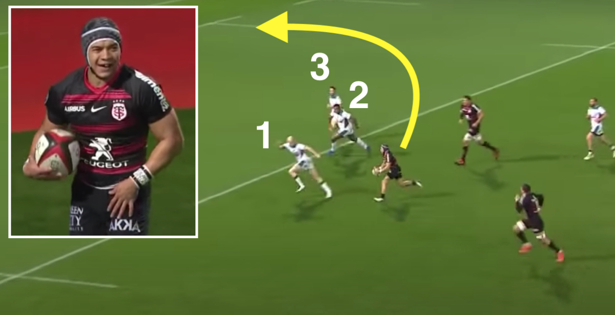 Cheslin Kolbe beats THREE defenders with wicked left foot step | Rugbydump