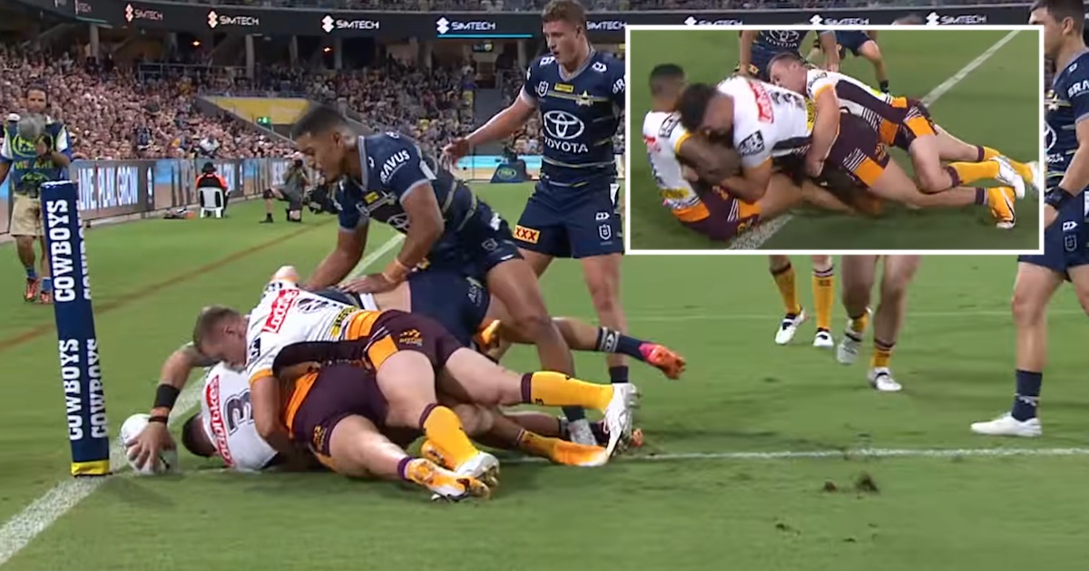 Player appears to magically grow extra arm to score unbelievable try in ...