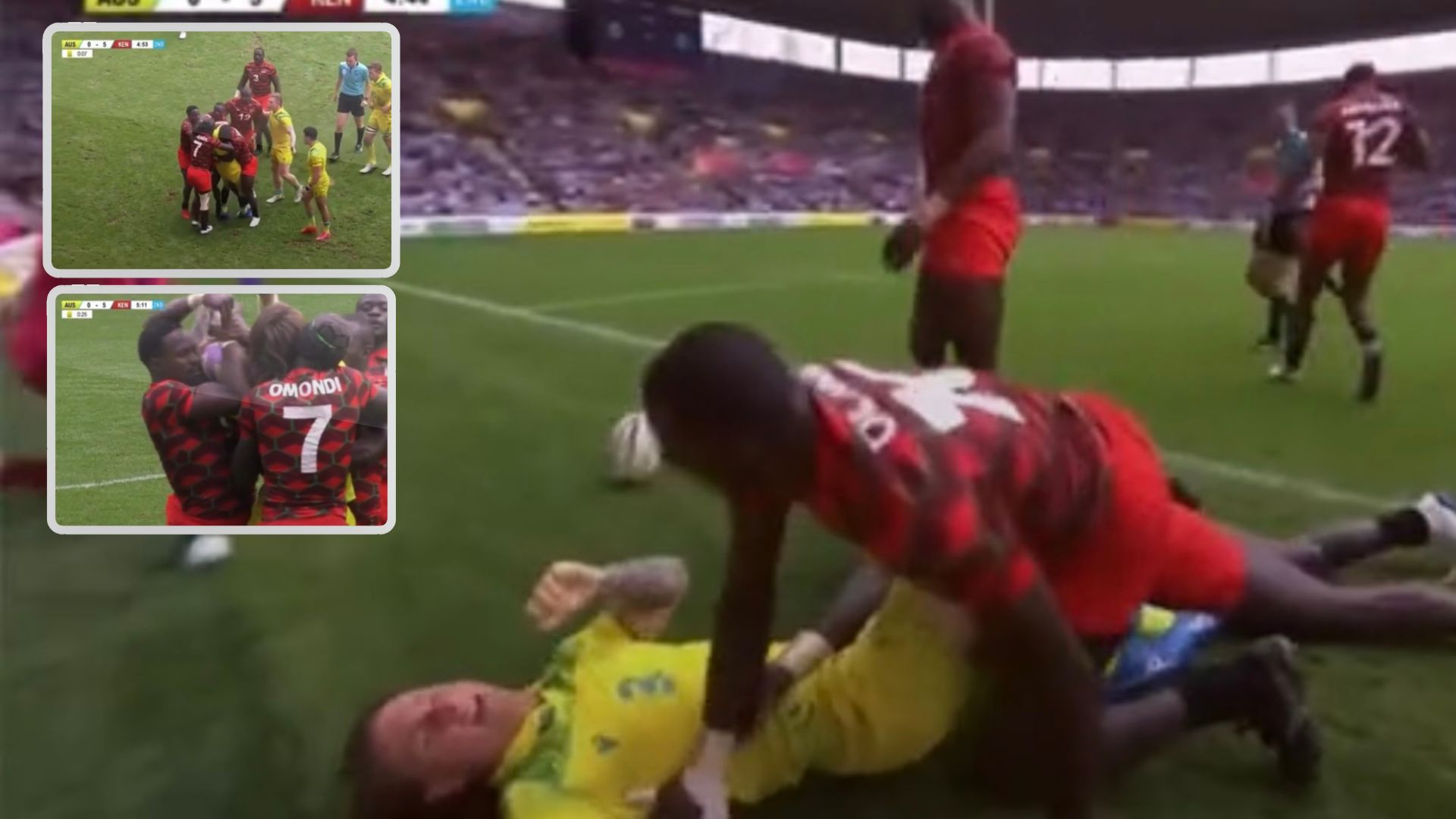 Kenyan Team Dump Australian Player In Huge Group Tackle | Rugbydump